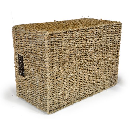 The Lucky Clover Trading Co. Classic Braided Seagrass Lid, Large Basket, 20.5" L x 15.75" W x 9.5" H (10" H, Natural