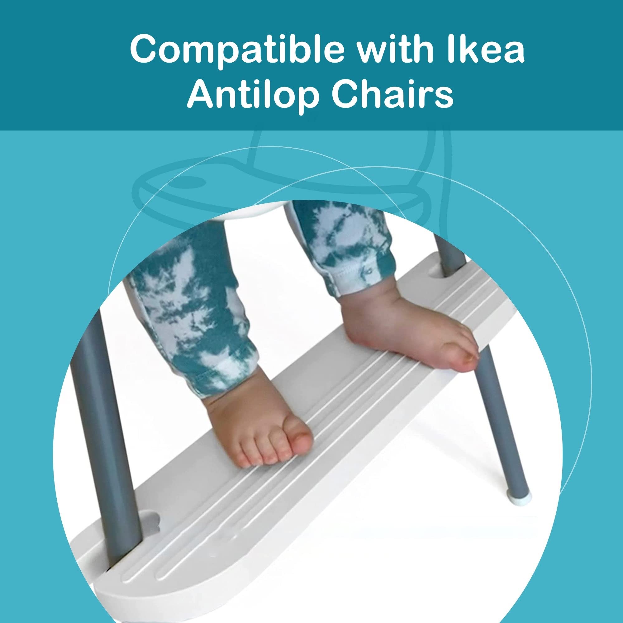 White IKEA High Chair Foot Rest, Compatible with Antilop Chairs | Adjustable, Reversible & Non-Slip Foot Rest for IKEA Chair - Made with Durable Polypropylene - (19.75 x 4.75 x 1โ inches)