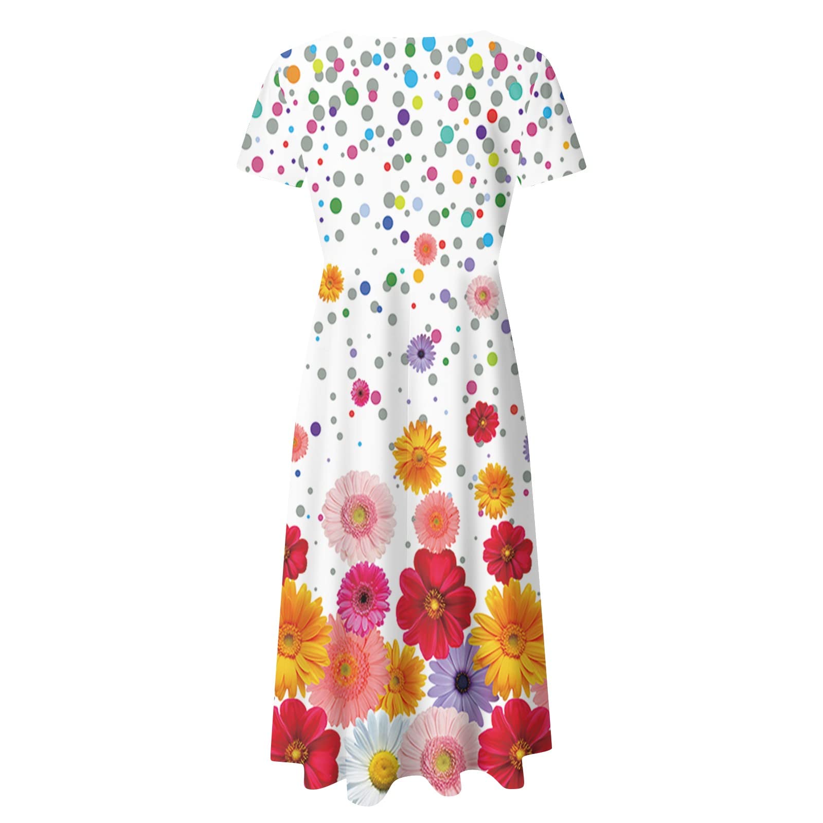 Office Dresses for Women for Work A Line Swing Casual Short Mini Dress Polka Dot Print Ruffle Short Sleeve Dress