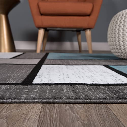 Contemporary Modern Boxes Area Rug 7' 10" X 10' 2" Blue/Gray