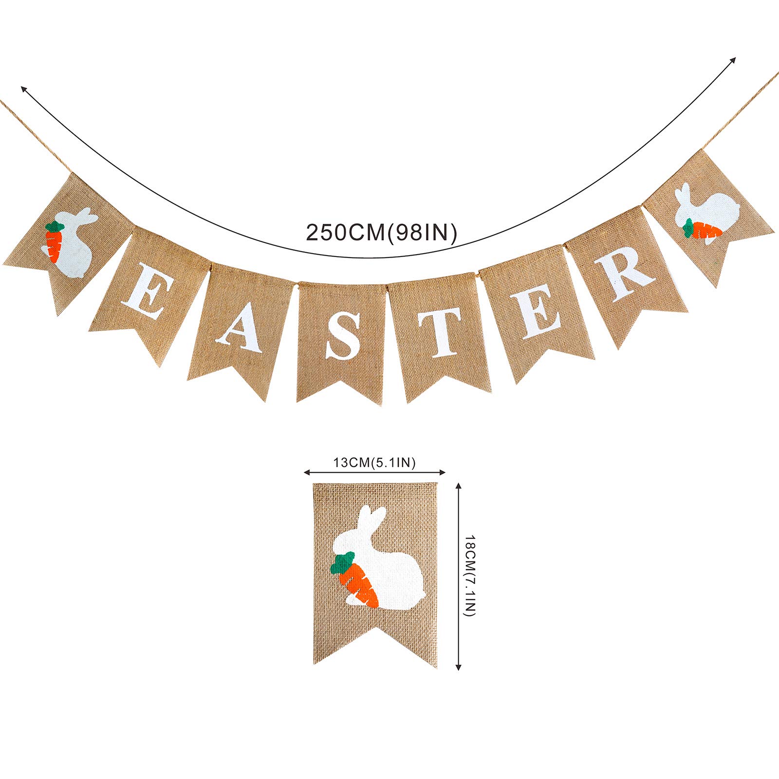 Easter Burlap Banner, Easter Décor Home, Banner Garland with Rustic Banner Happy Easter Hanging Banner Decor for Mantle Fireplace Wall Pre-Assembled - No DIY Required - 1 Pack