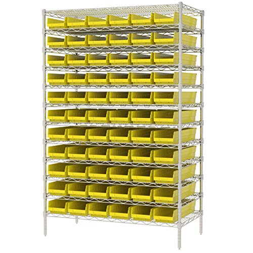 Akro-Mils 30164 Plastic Nesting Shelf Bin Box, (24-Inch x 6-1/2-Inch x 4-Inch), Yellow, (6-Pack)