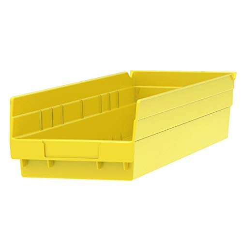 Akro-Mils 30164 Plastic Nesting Shelf Bin Box, (24-Inch x 6-1/2-Inch x 4-Inch), Yellow, (6-Pack)