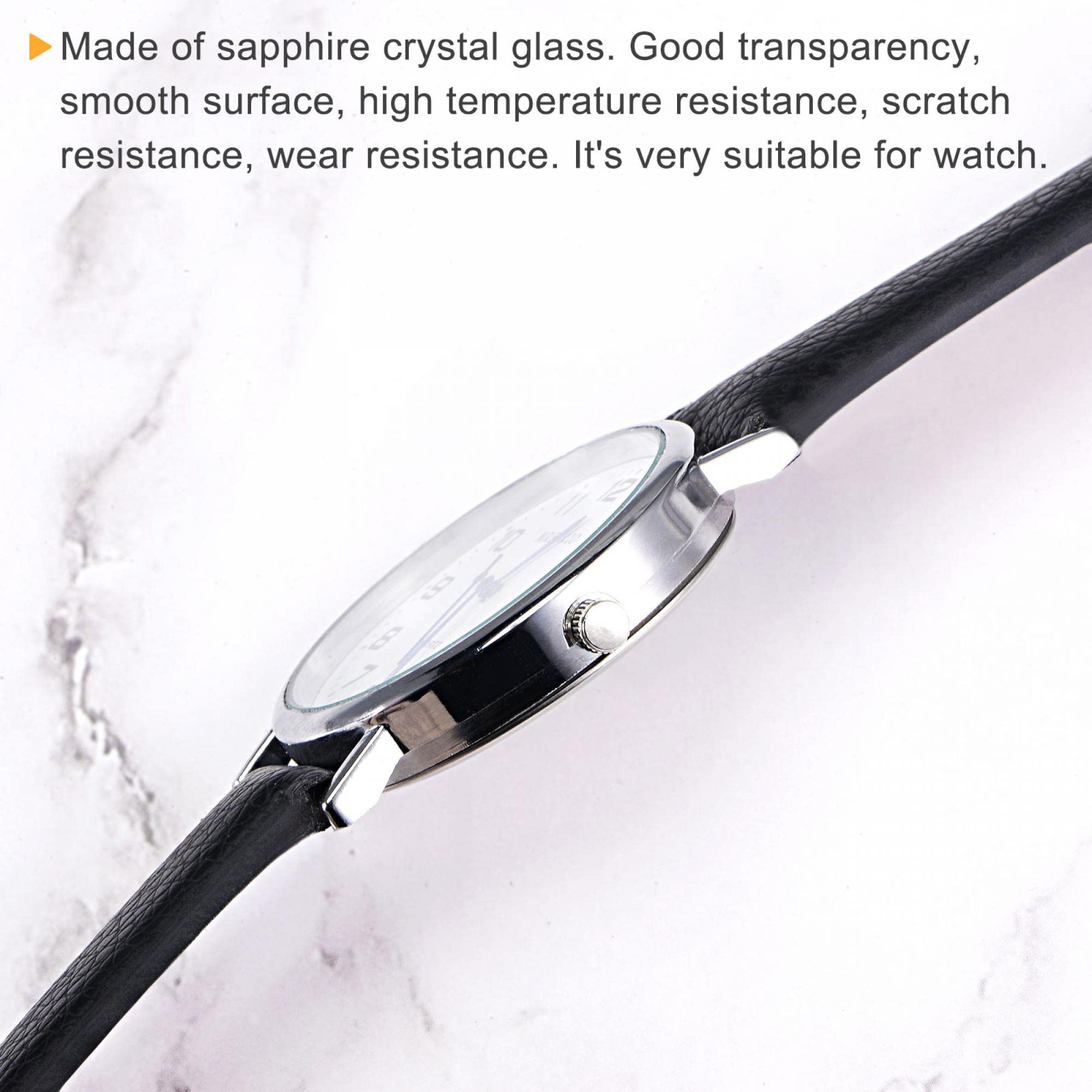 uxcell 35mm Dia. Watch Glass Sapphire Crystal Lens, Round Flat 1mm Thickness Replacement Parts for Watchmaker Repair Clear