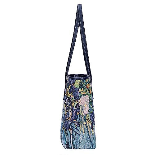 Signare Tapestry Shoulder Bag Tote Bag for Women with Travel or Work Tote Bags for Women With Van Gogh Iris Design|COLL-ART-VG-IRIS