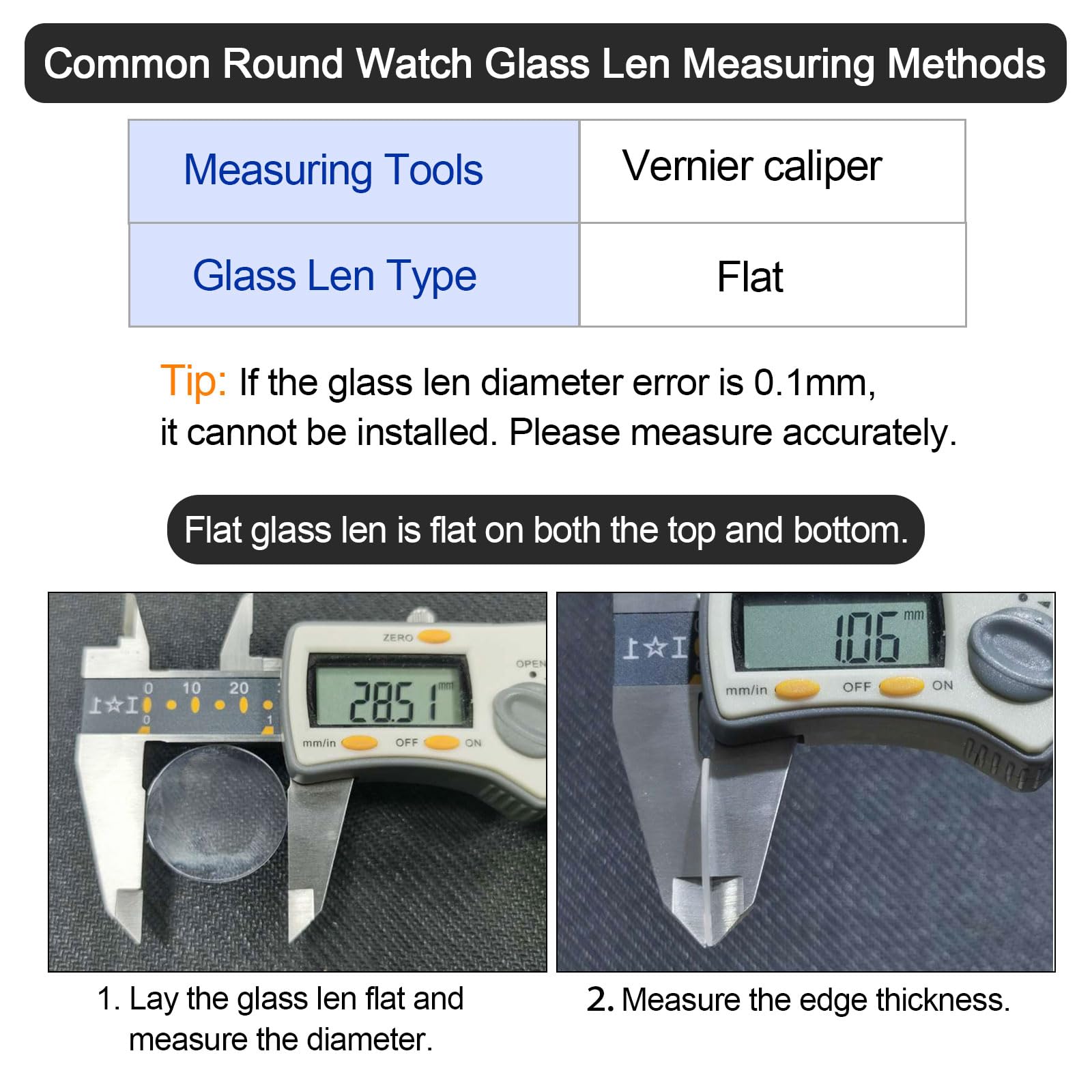 uxcell 35mm Dia. Watch Glass Sapphire Crystal Lens, Round Flat 1mm Thickness Replacement Parts for Watchmaker Repair Clear