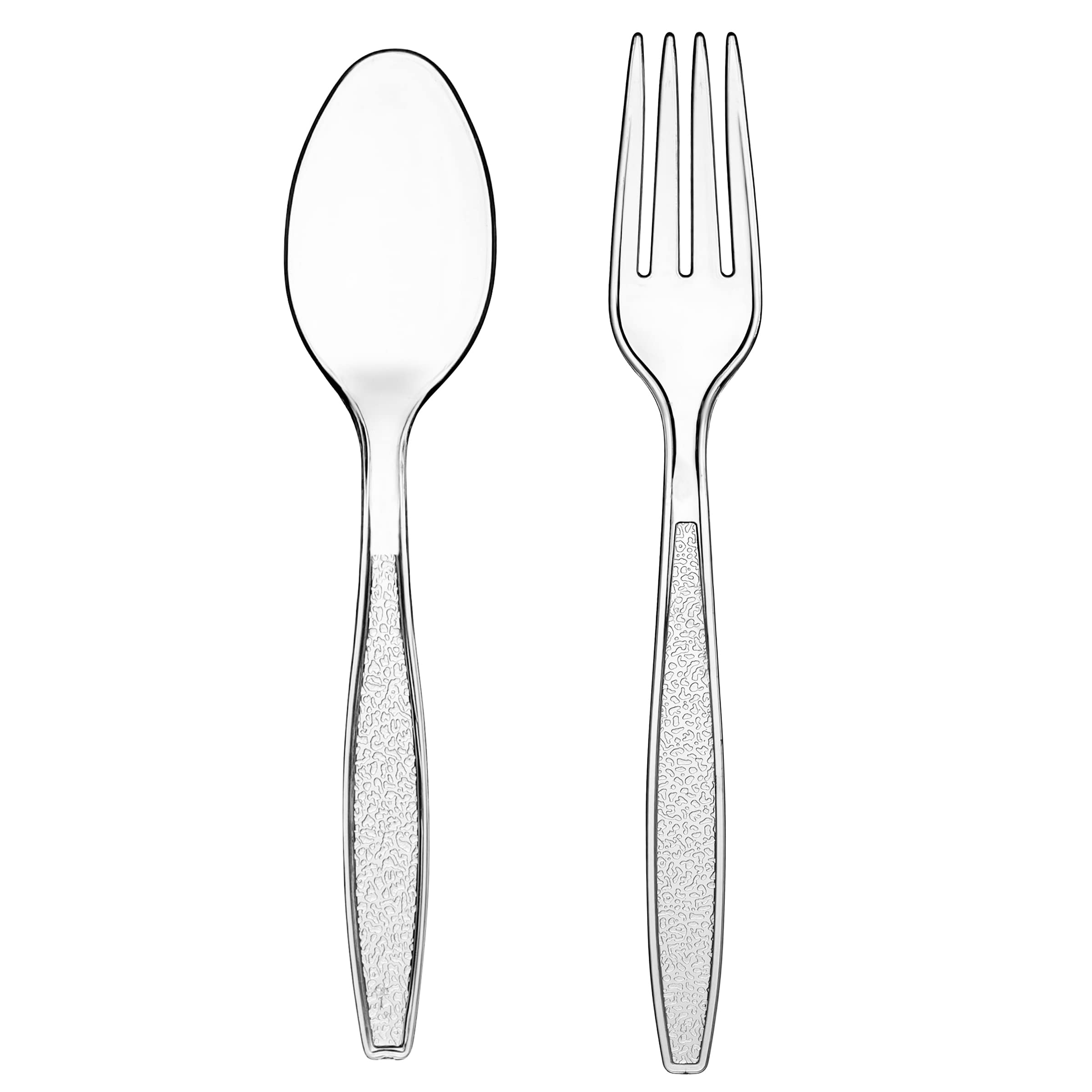 Clear Plastic Cutlery Set - (Bulk Pack 360 Pcs) Disposable Plastic Utensils Heavy Duty, 180 Plastic Forks and 180 Spoons, Silverware Sets for Party Supplies, Dinners, Take-Out, Catering, Food Services