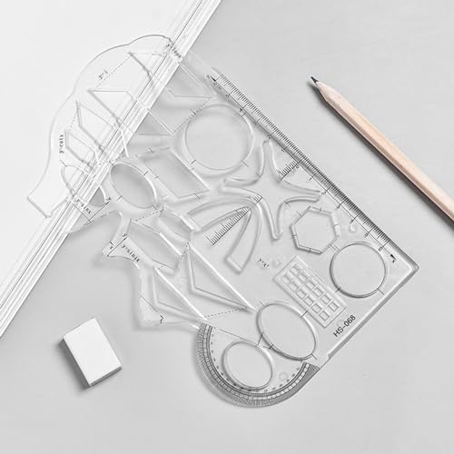 ulafbwur Multifunctional Ruler Geometric Ruler Clear Scale Multifunctional Bendable Drafting Tool Length Measurer for Students Protractor Bendable Ruler Clear