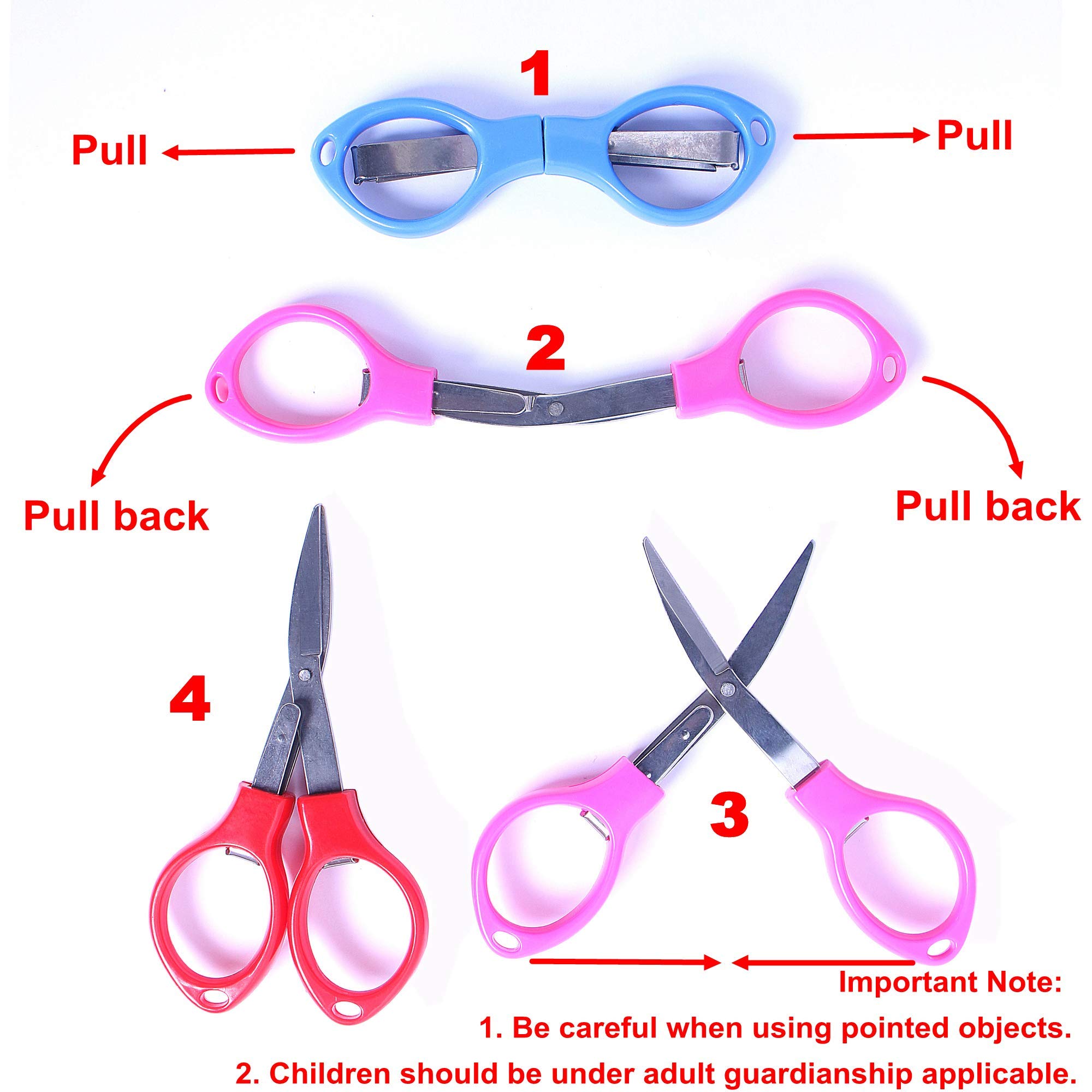Folding Scissors,16 Pack Safe Portable Travel Scissors,Foldable Small Scissors Small Sewing Scissor,Stainless Steel Telescopic Cutter Used for Home Office