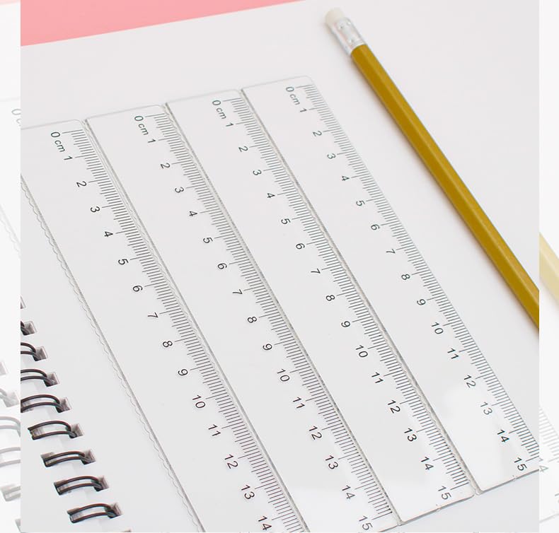 Rulers 12inch, Pack of 5, Clear Ruler, Plastic Ruler, Drafting Tools, Measuring Tools, Ruler Set, Ruler inches and Centimeters, Transparent Ruler, Measuring Tools for Student School Office