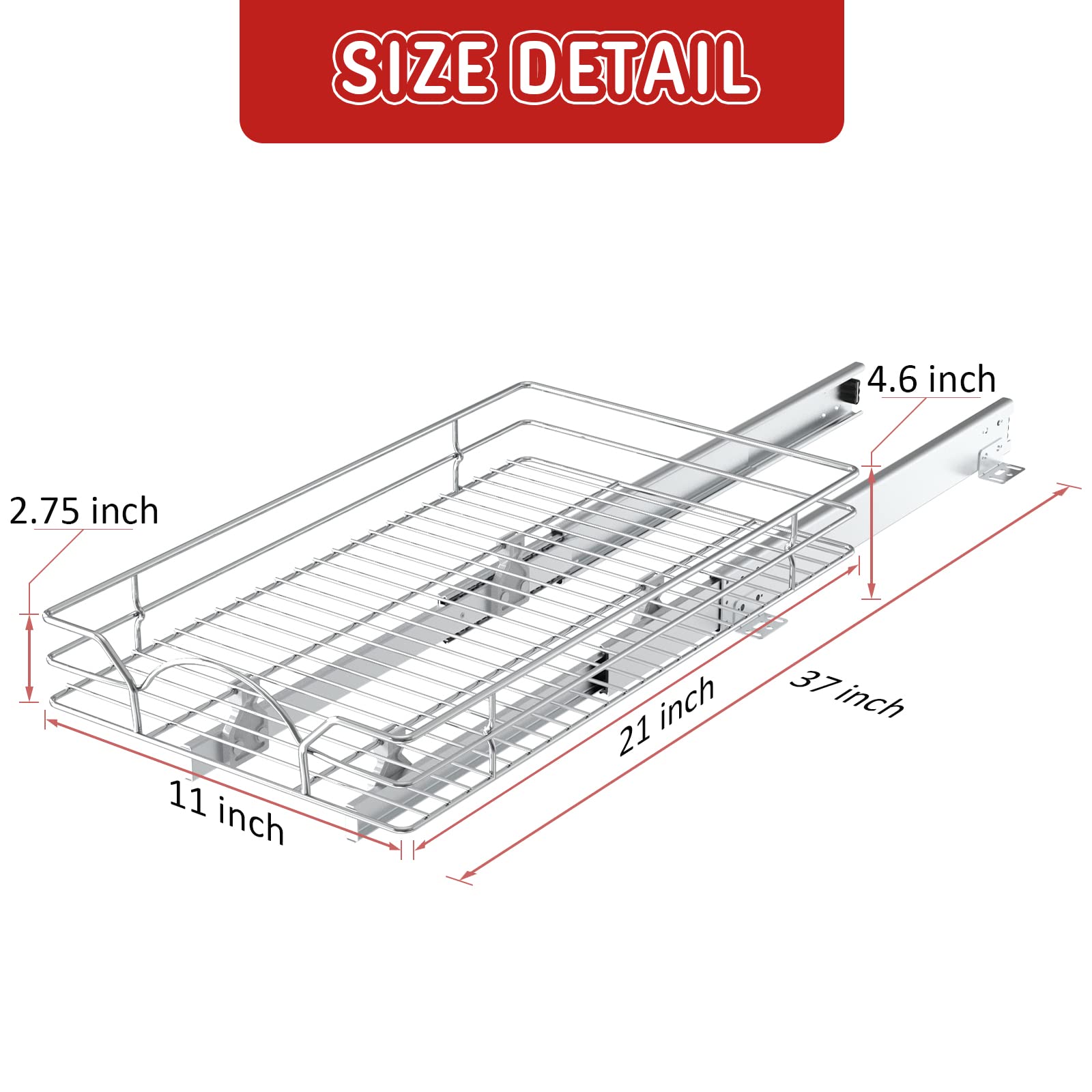 LOVMOR Pull Out Cabinet Organizer and Storage 11" W x 21" D, Slide Out Shelves for Kitchen Cabinets
