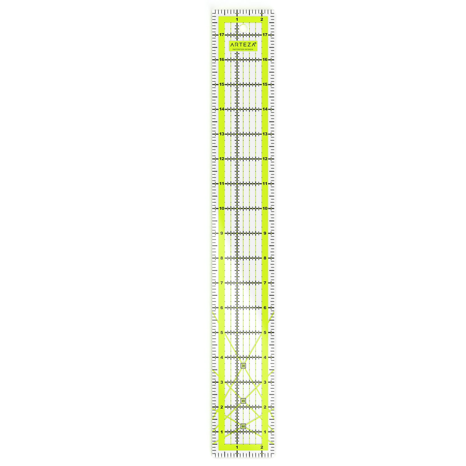 ARTEZA Quilting Ruler, Laser Cut Acrylic, Double Colored Grid Lines, 2.5"x18"