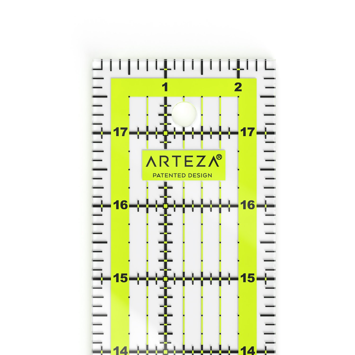 ARTEZA Quilting Ruler, Laser Cut Acrylic, Double Colored Grid Lines, 2.5"x18"