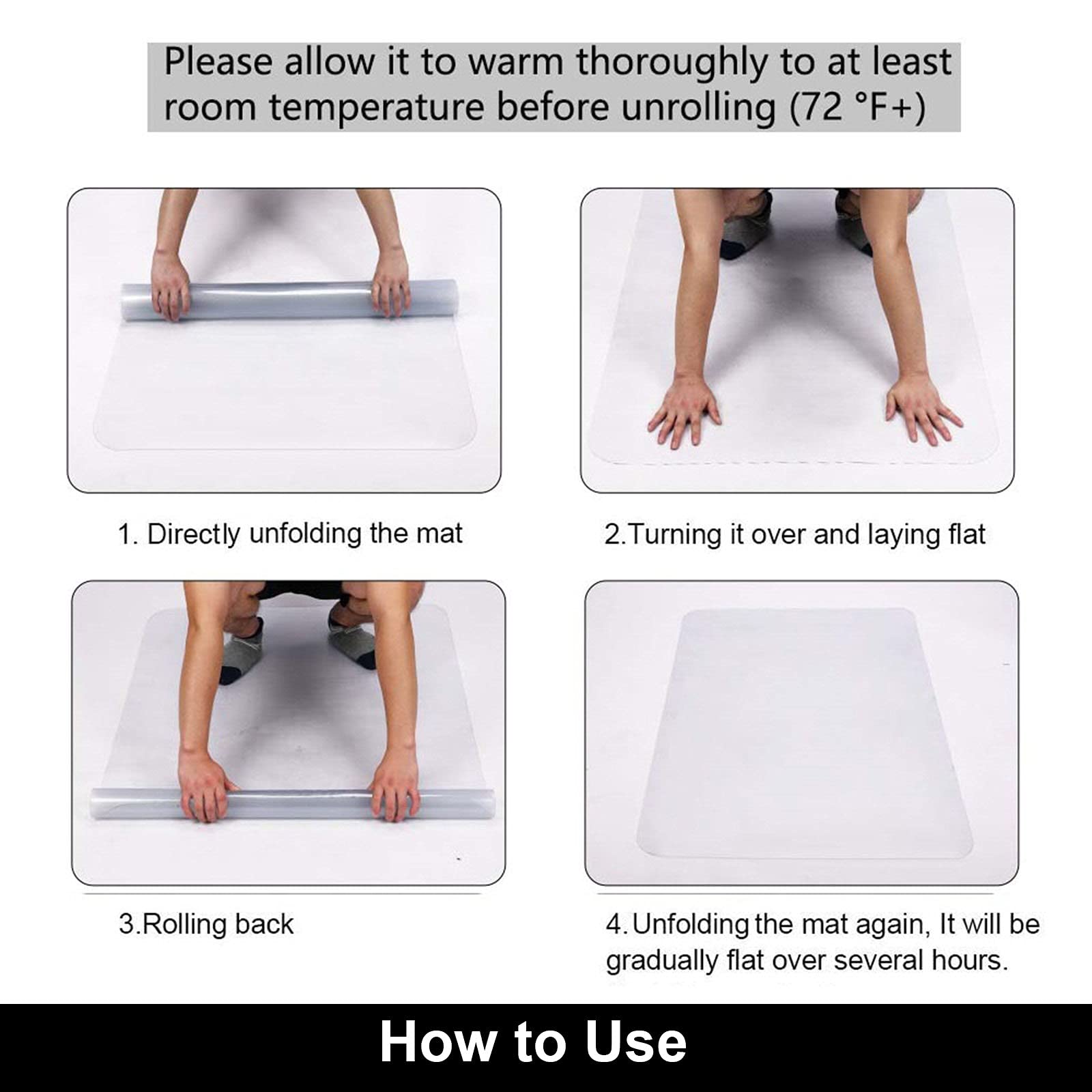 AiBOB Office Chair Mat for Hardwood Floors, 45 X 53 in, Heavy Duty Floor Mats for Computer Desk, Easy Glide for Chairs, Flat Without Curling, Clear