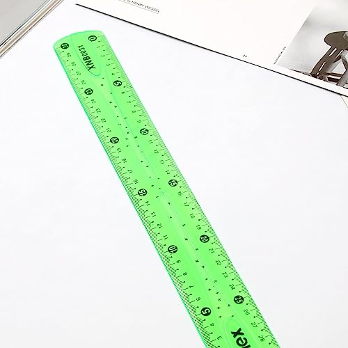 BELOWSYALER Flexible Ruler,2Pcs Color Flexible Rulers Soft Bendable Plastic Rulers Duals Scale Bendable Flexible Rubber Rulers Clear Straight Ruler