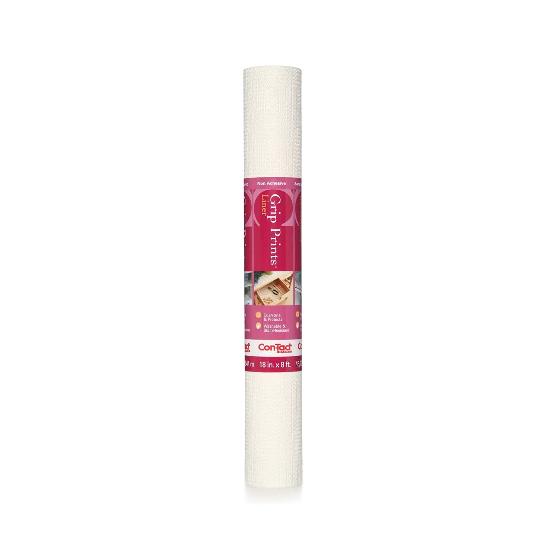Con-Tact Brand Grip Prints Durable Non-Adhesive Non-Slip Shelf and Drawer Liner, 18" x 8', White