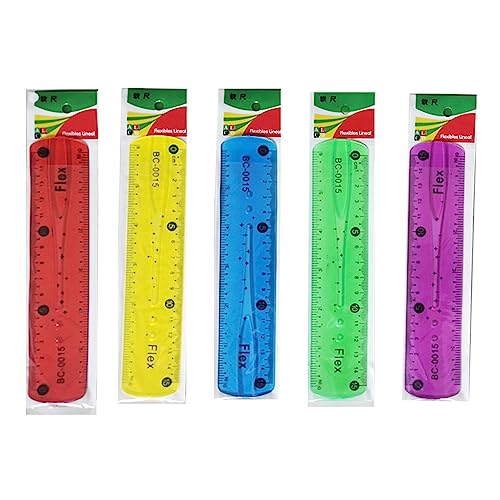 BELOWSYALER Flexible Ruler,2Pcs Color Flexible Rulers Soft Bendable Plastic Rulers Duals Scale Bendable Flexible Rubber Rulers Clear Straight Ruler