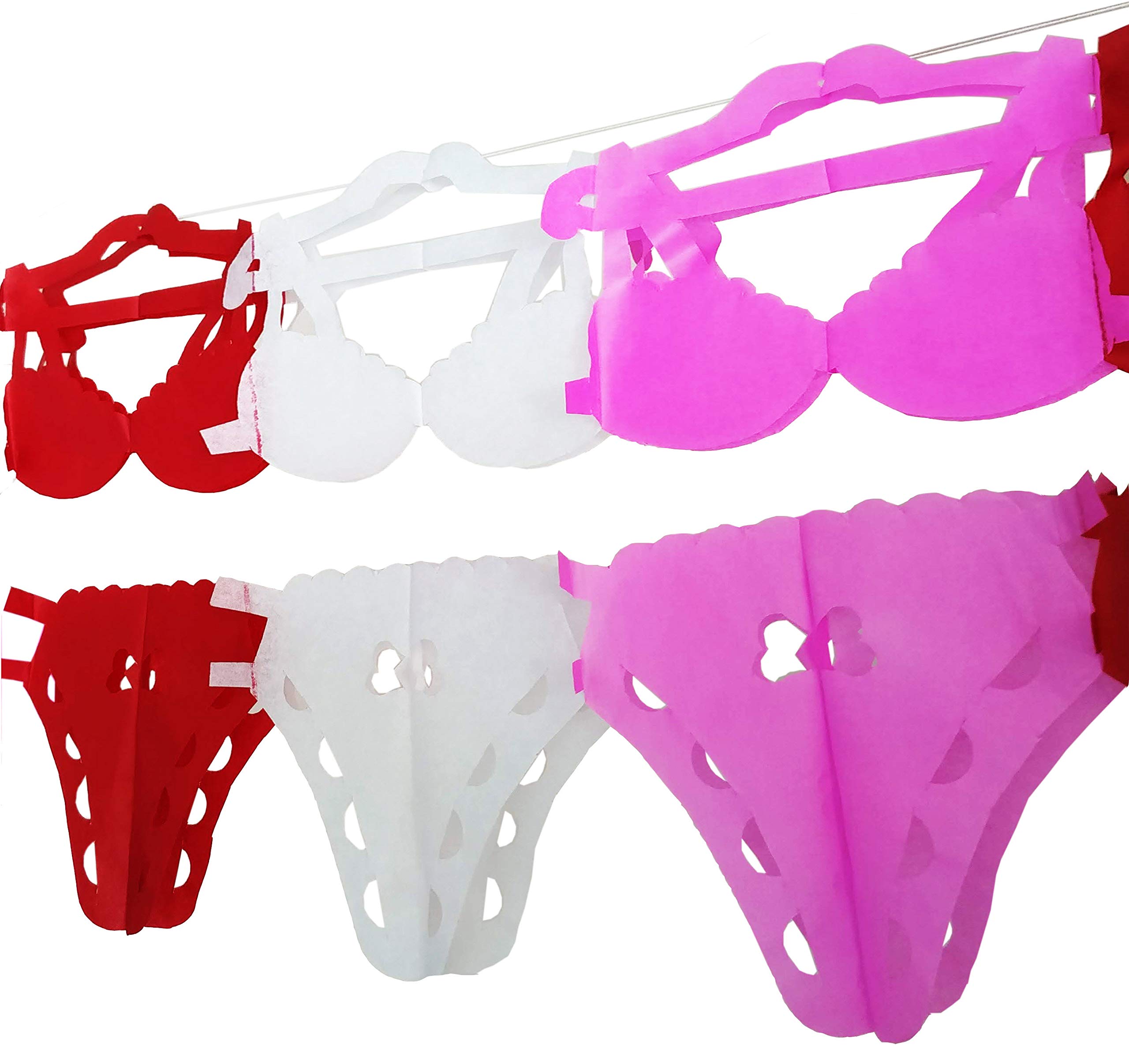 Yaniβs Gifts Lingerie Party Decorations, Bra and Panties Tissue Paper Streamers Banner, 1 Bra and 1 Panty, Each Over 8.5 ft Long, Stag Party, Hen Party, Final Fiesta Bachelorette Party, Bridal Shower