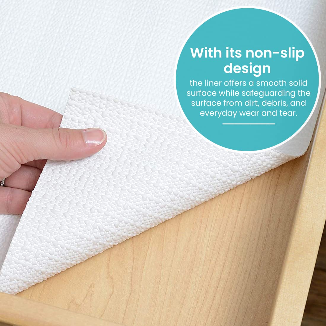 Con-Tact Brand Grip Prints Durable Non-Adhesive Non-Slip Shelf and Drawer Liner, 18" x 8', White