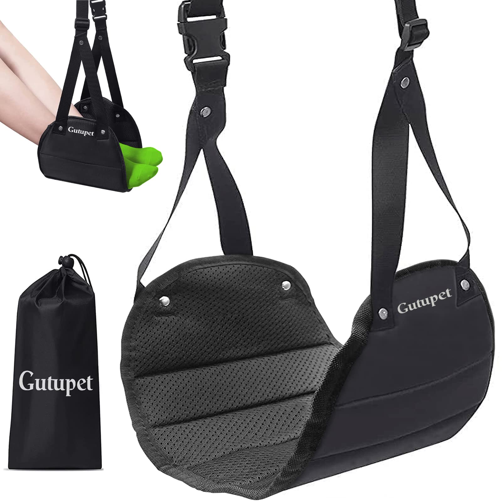 Portable Airplane Footrest - Perfect Travel Accessories to Relax Your Feet and Leg - Ergonomic Adjustable Flying Foot Rest for Airplane Travel, Air Plane Foot Hammock for Long Flight Bus Train Office