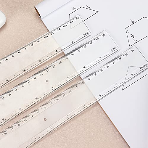 Plastic Transparent Straight Ruler Measuring Tool 6 Inch 8 Inch 12 Inch Ruler Set Rulers Bulk 3 Pack