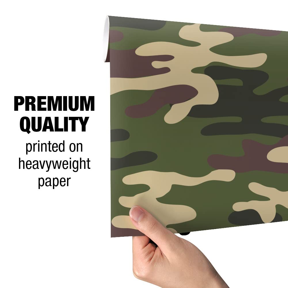 GRAPHICS & MORE Green Camouflage Gift Wrap Wrapping Paper Rolls