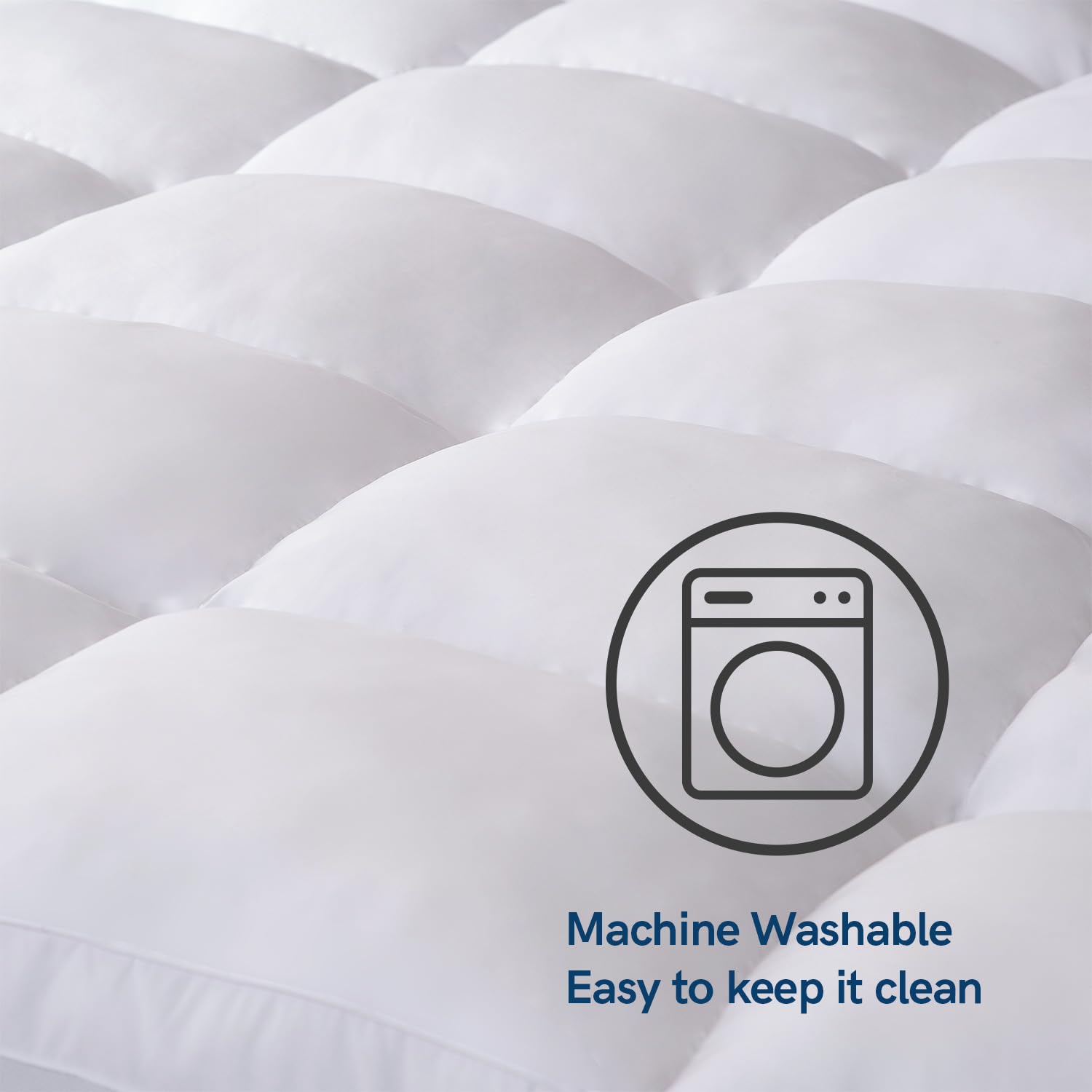 ELEMUSE Queen Cooling Mattress Topper for Back Pain, Extra Thick Mattress pad Cover, Plush Soft Pillowtop with Elastic Deep Pocket, Overfilled Down Alternative Filling