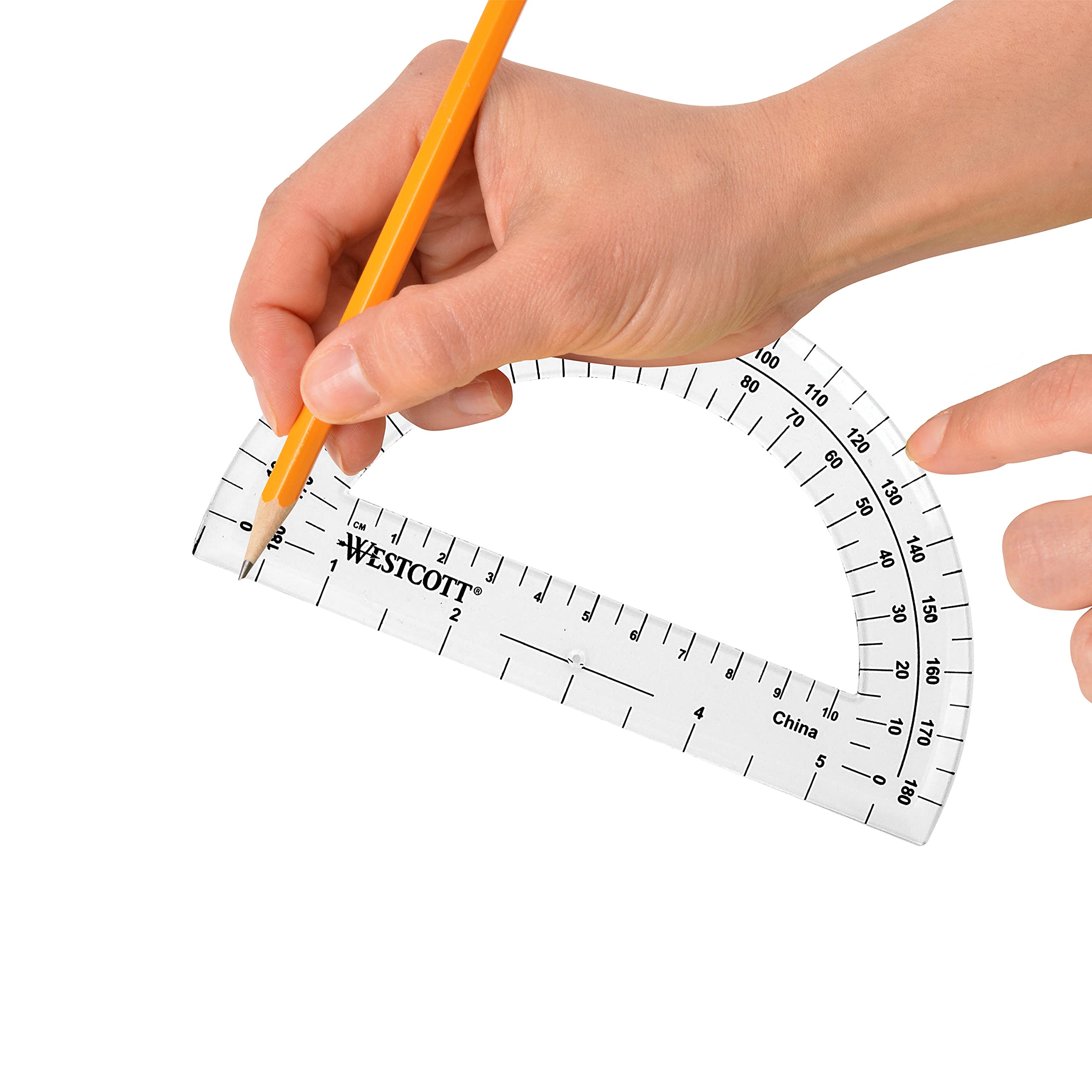Westcott 6-Inch Plastic 180 Degree Protractor, Clear