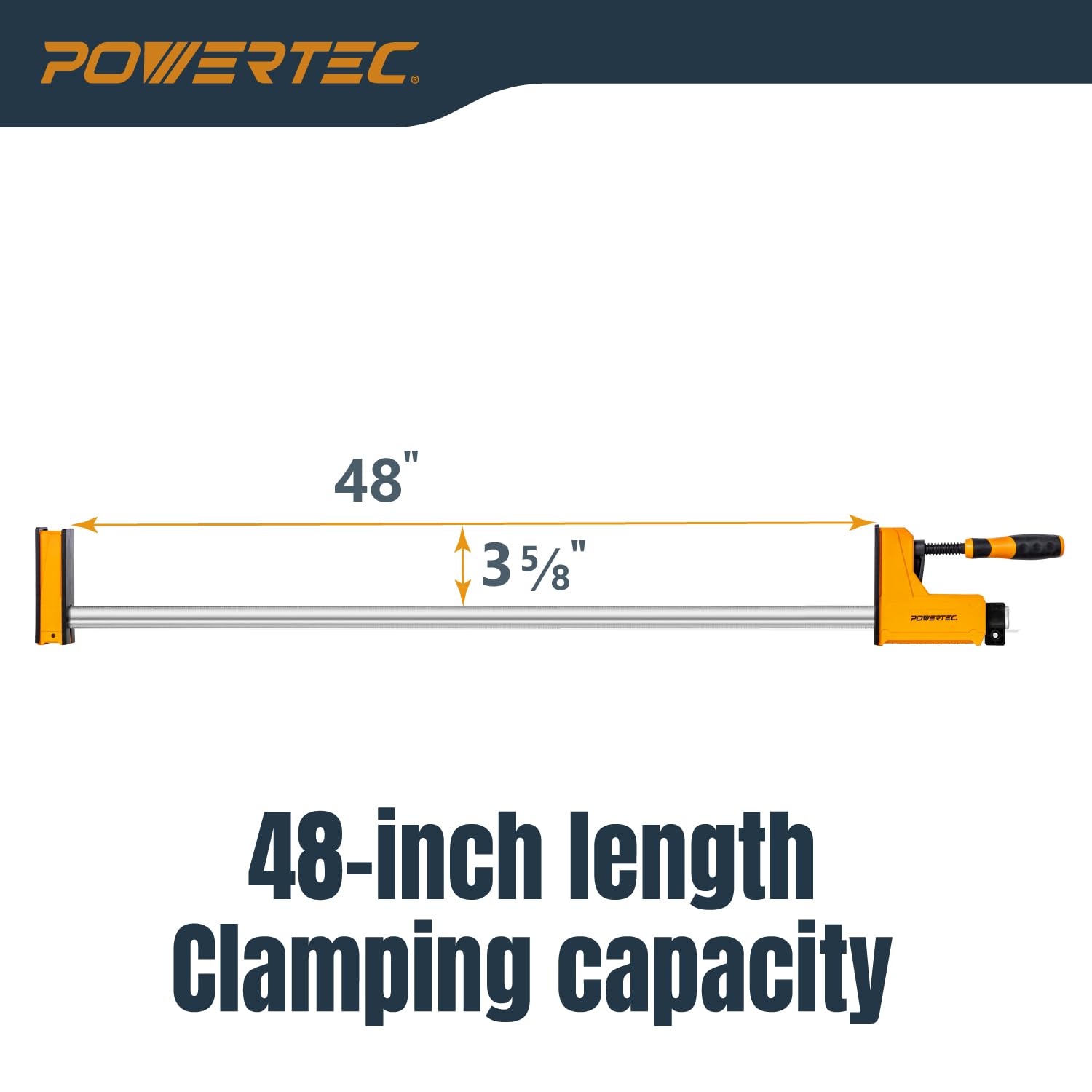 POWERTEC 71602 40-Inch Parallel Clamps for Woodworking | 90 Degree Heavy Duty Steel Bar Jaw Clamp Spreader Tool | 2PK