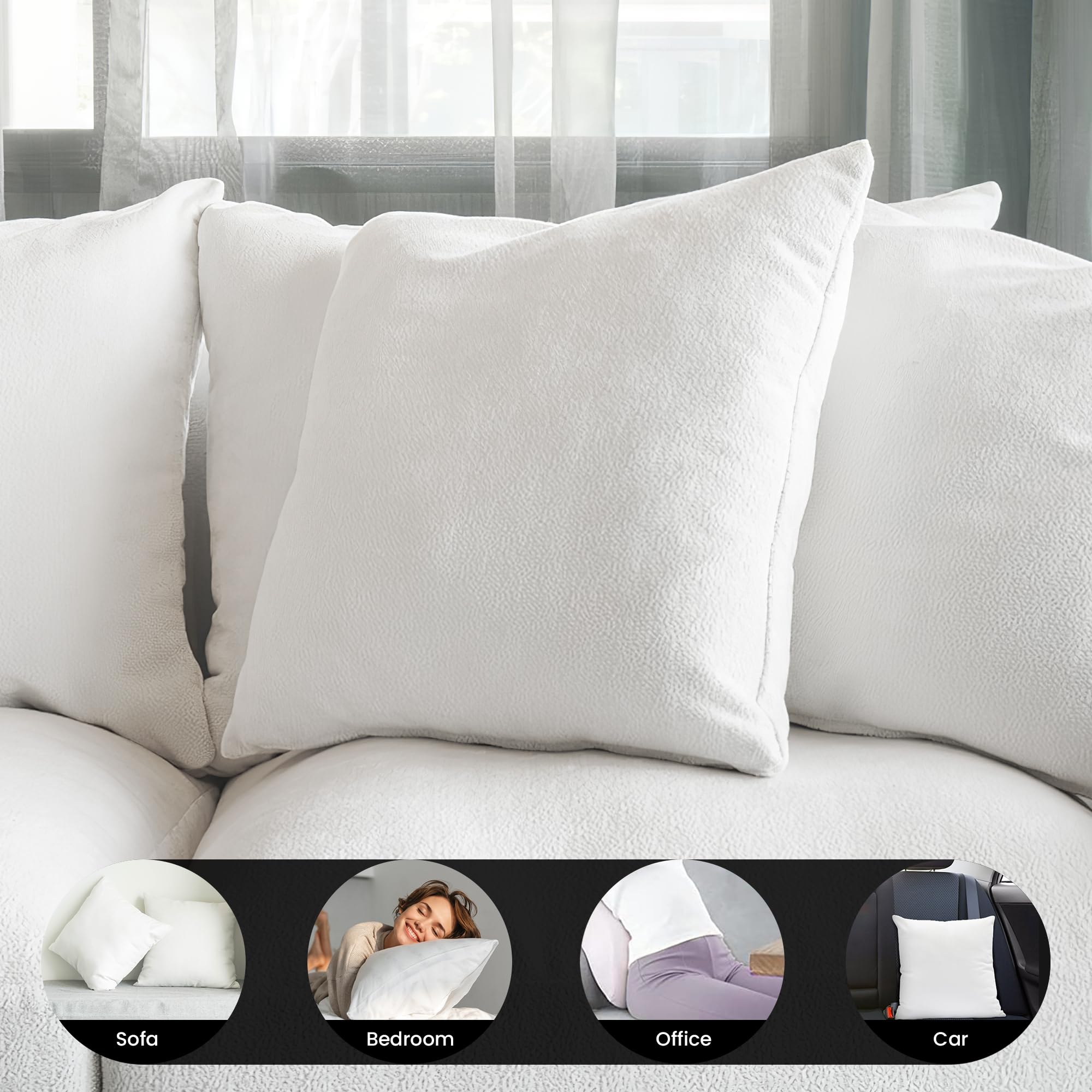 Foamily Throw Pillows Insert Set of 4 - 18 x 18 Insert for Decorative Pillow Covers - Made in USA - Bed and Couch Sham Filler