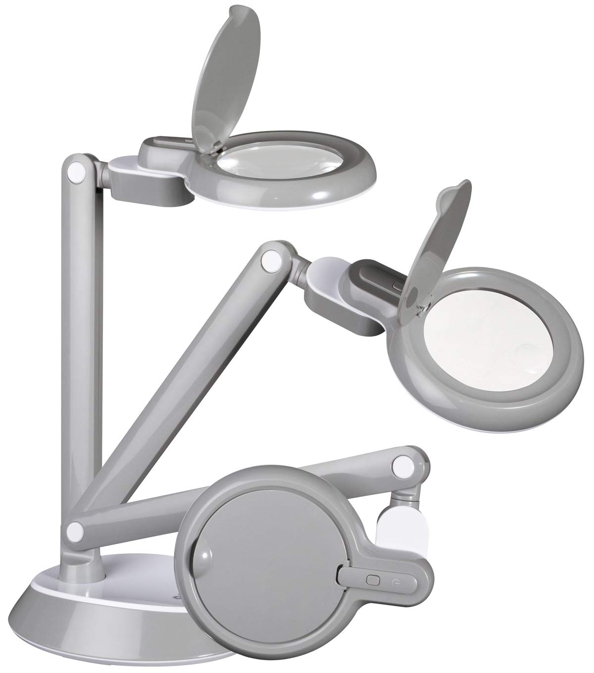OttLite LED Space Saving Magnifier Desk Lamp – Optical Grade Magnification, Adjustable Arm, Pivoting Head, Portable to Travel, for Crafting & Needlework