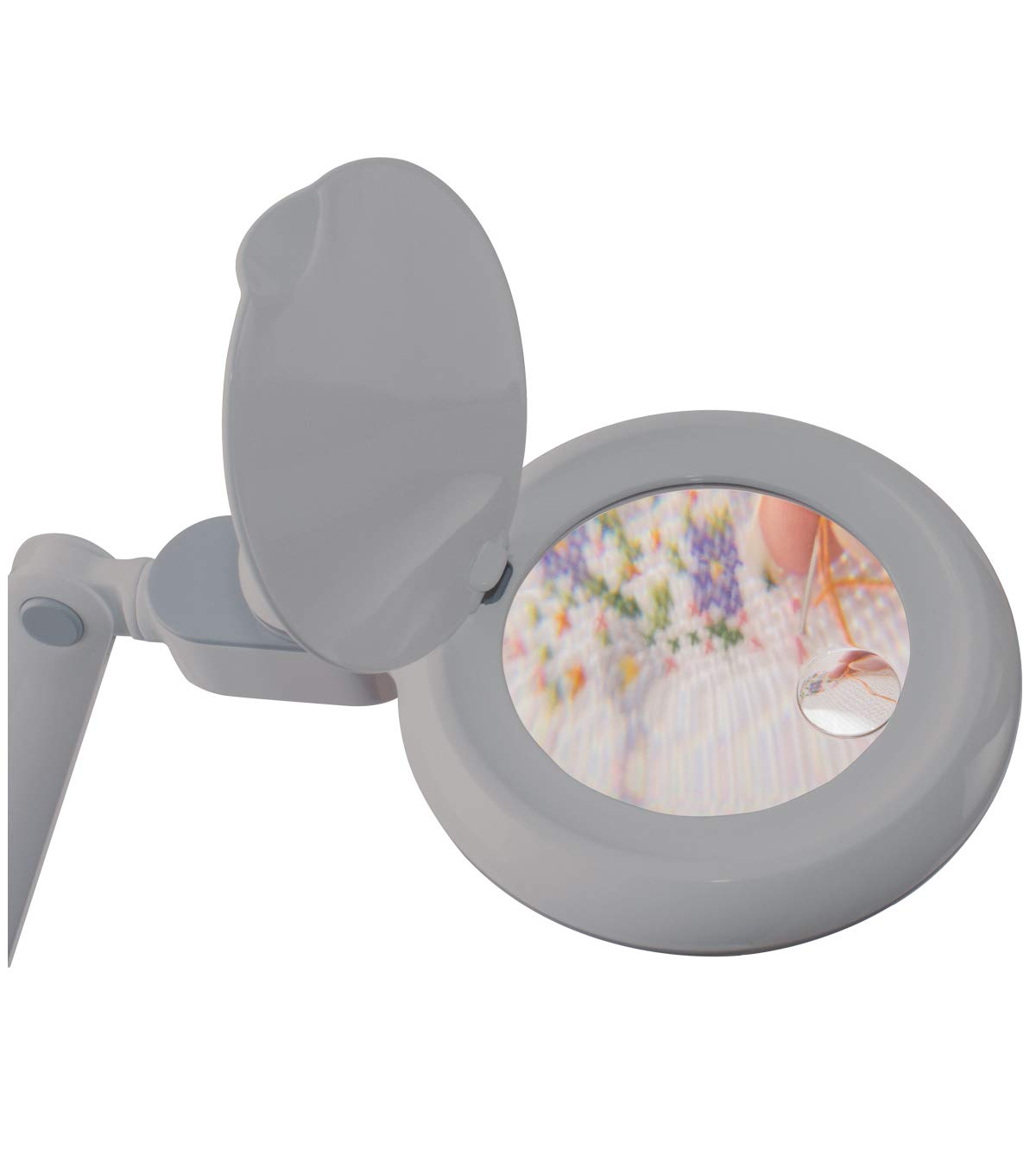 OttLite LED Space Saving Magnifier Desk Lamp – Optical Grade Magnification, Adjustable Arm, Pivoting Head, Portable to Travel, for Crafting & Needlework