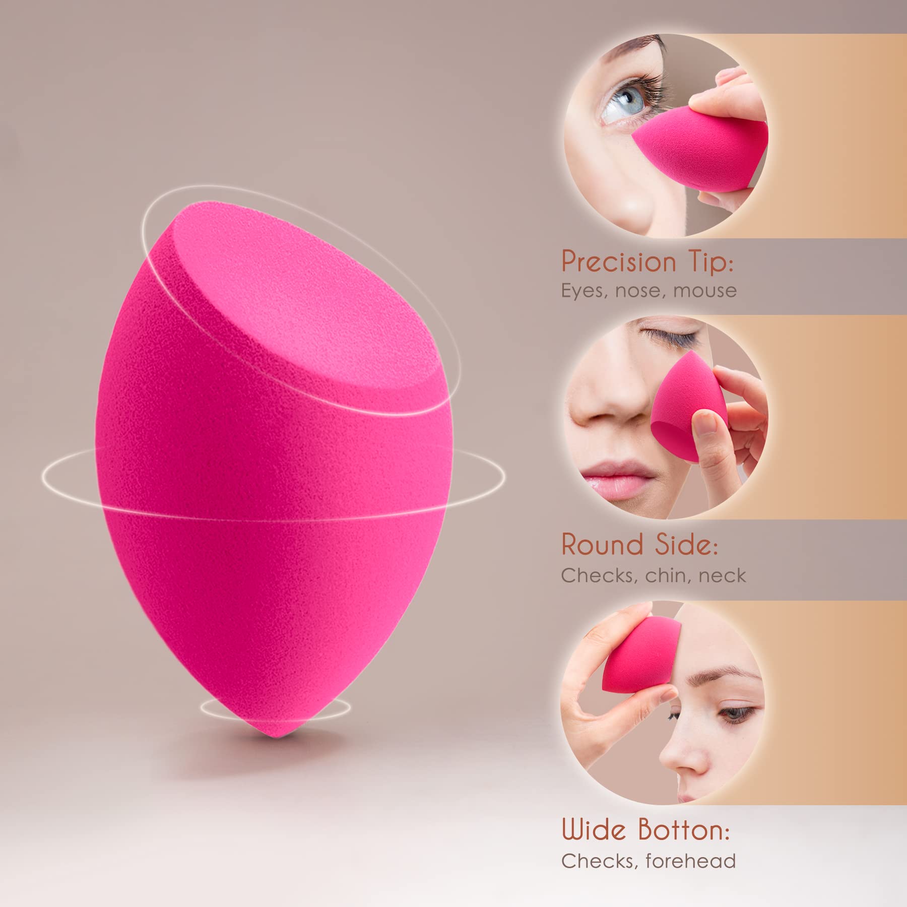 Makeup Sponge, Larbois 3-Pack Foundation Blender Beauty Sponge, Professional Make up Blending Sponge Dry & Wet Use for Powder Cream or Liquid (Red+Black+Purple)