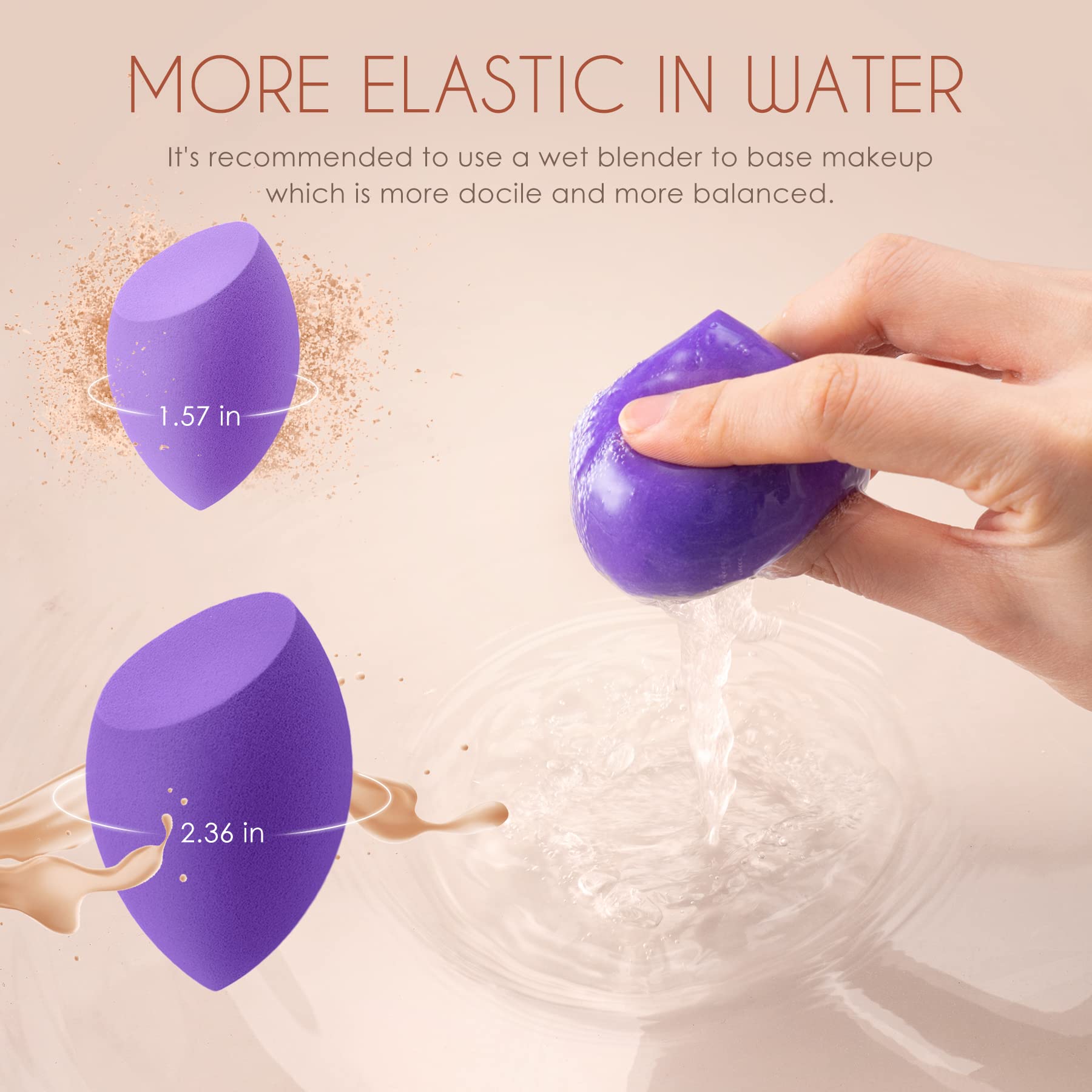Makeup Sponge, Larbois 3-Pack Foundation Blender Beauty Sponge, Professional Make up Blending Sponge Dry & Wet Use for Powder Cream or Liquid (Red+Black+Purple)