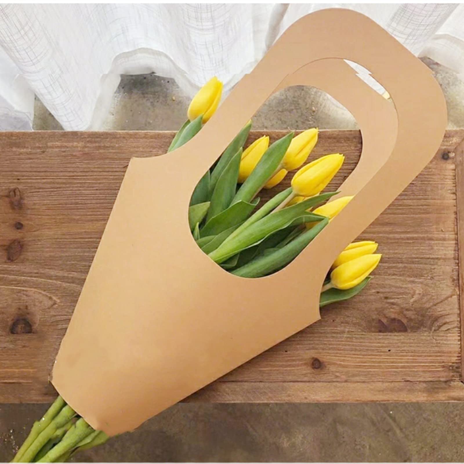 LONG XIN SERIES 20pcs Kraft Paper Flowers Gift Bags Bouquets Bags with Handle Flowers Wrapping Gift Home Decoration(20pcs, Size: Small