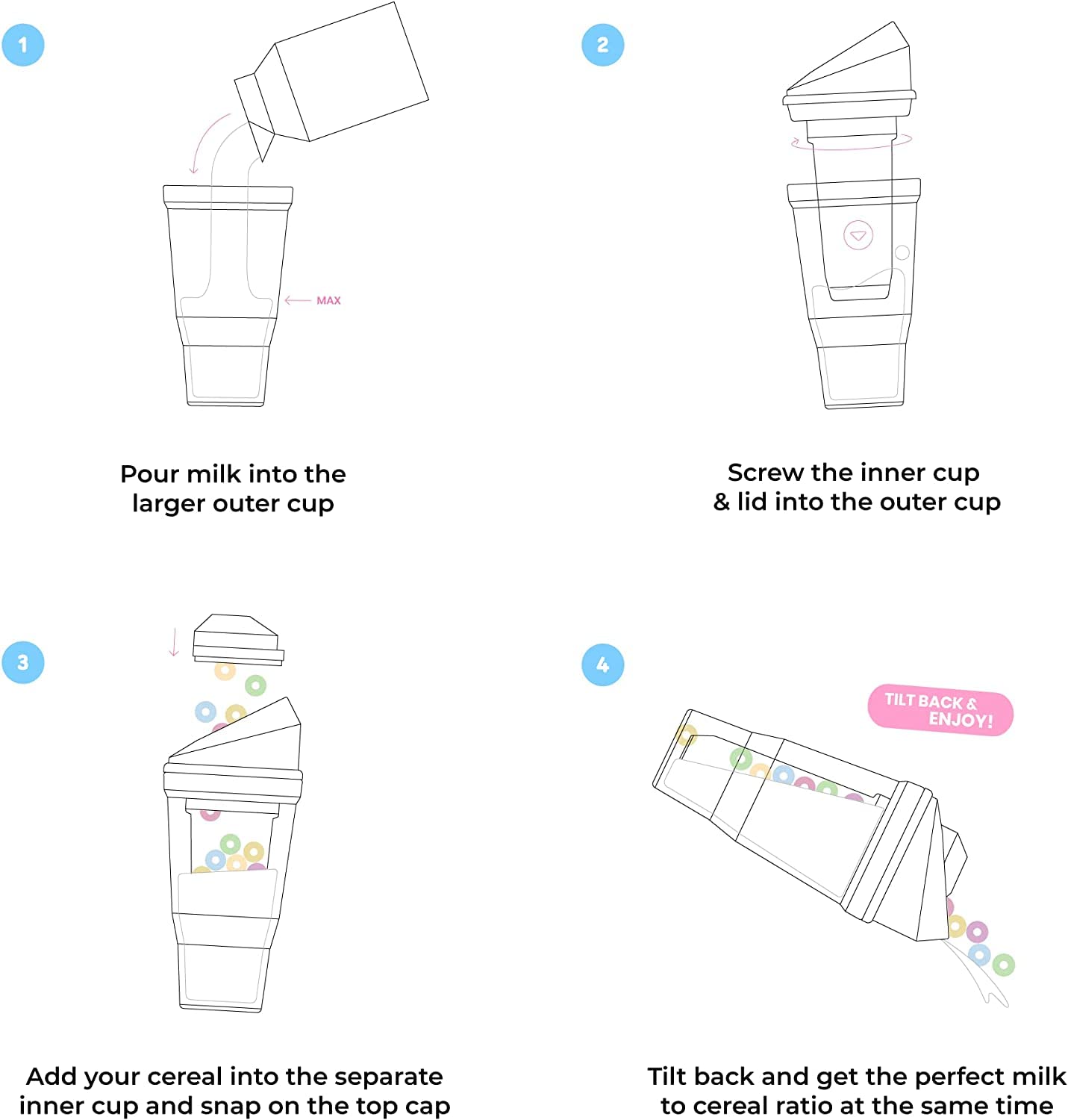 CRUNCHCUP A Portable Cereal Cup - No Spoon. No Bowl. It's Cereal On The Go, XL Blue