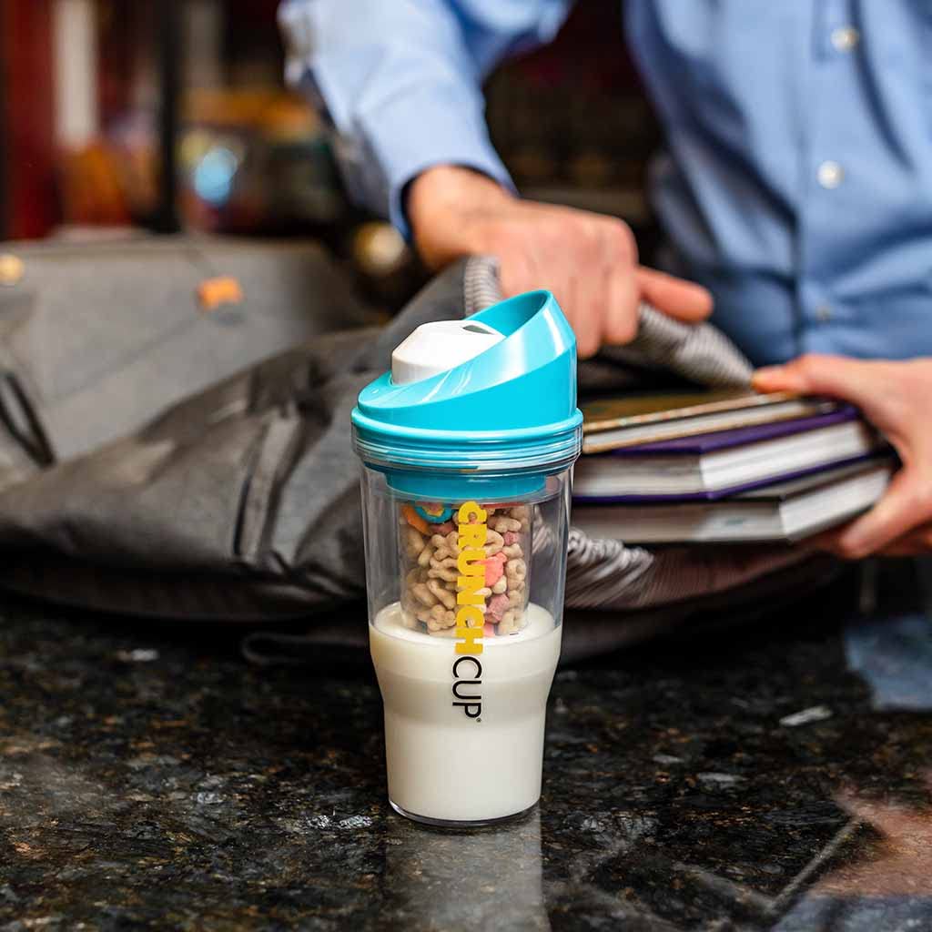 CRUNCHCUP A Portable Cereal Cup - No Spoon. No Bowl. It's Cereal On The Go, XL Blue
