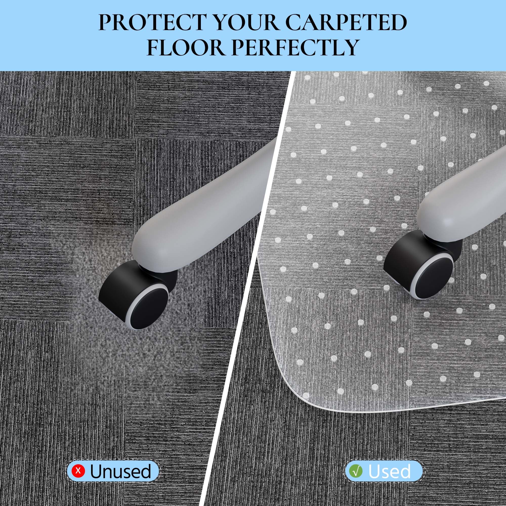 HOMEK Chair Mat for Carpeted Floors, 30” x 48” Transparent Thick Office Floor Mats for Low Pile Carpet Floors