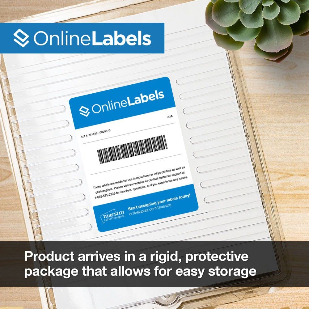 Sticker Paper, 100 Sheets, White Matte, 8.5 x 11 Full Sheet Label, Inkjet or Laser Printer, Online Labels