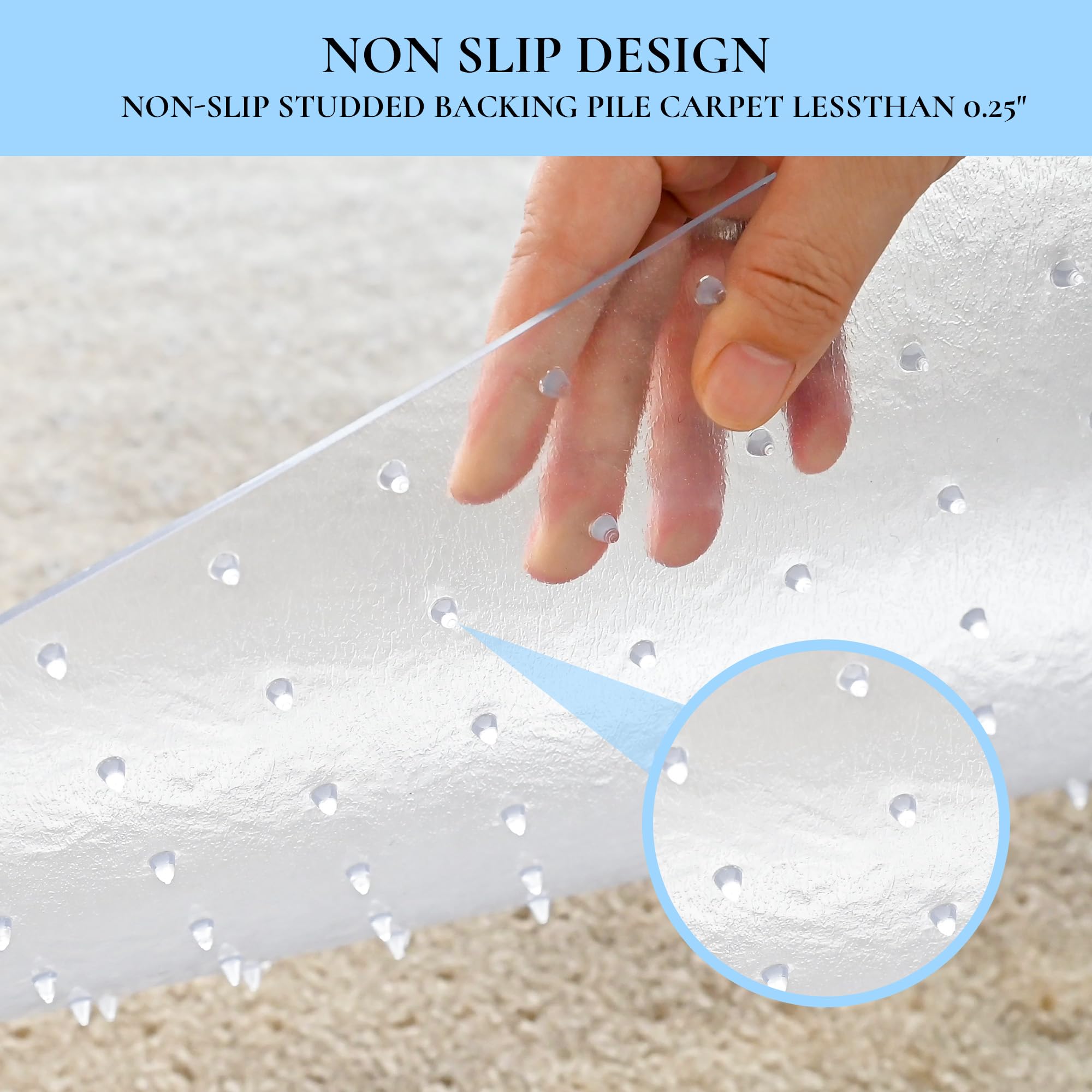 HOMEK Chair Mat for Carpeted Floors, 30” x 48” Transparent Thick Office Floor Mats for Low Pile Carpet Floors