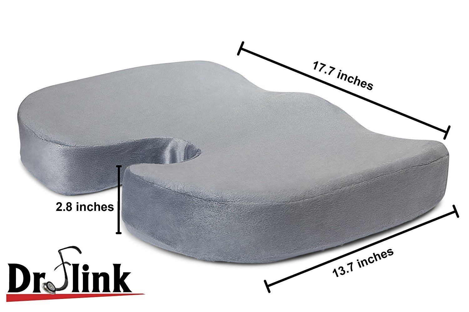 Dr. Flink Tailbone Seat Cushion - Pain Relief Chair Pillow, Cool Gel-Enhanced 100% Memory Foam, Orthopedic & Quality Comfort | Support & Relives Back & Sciatica, for Car, Truck, Home, and Office