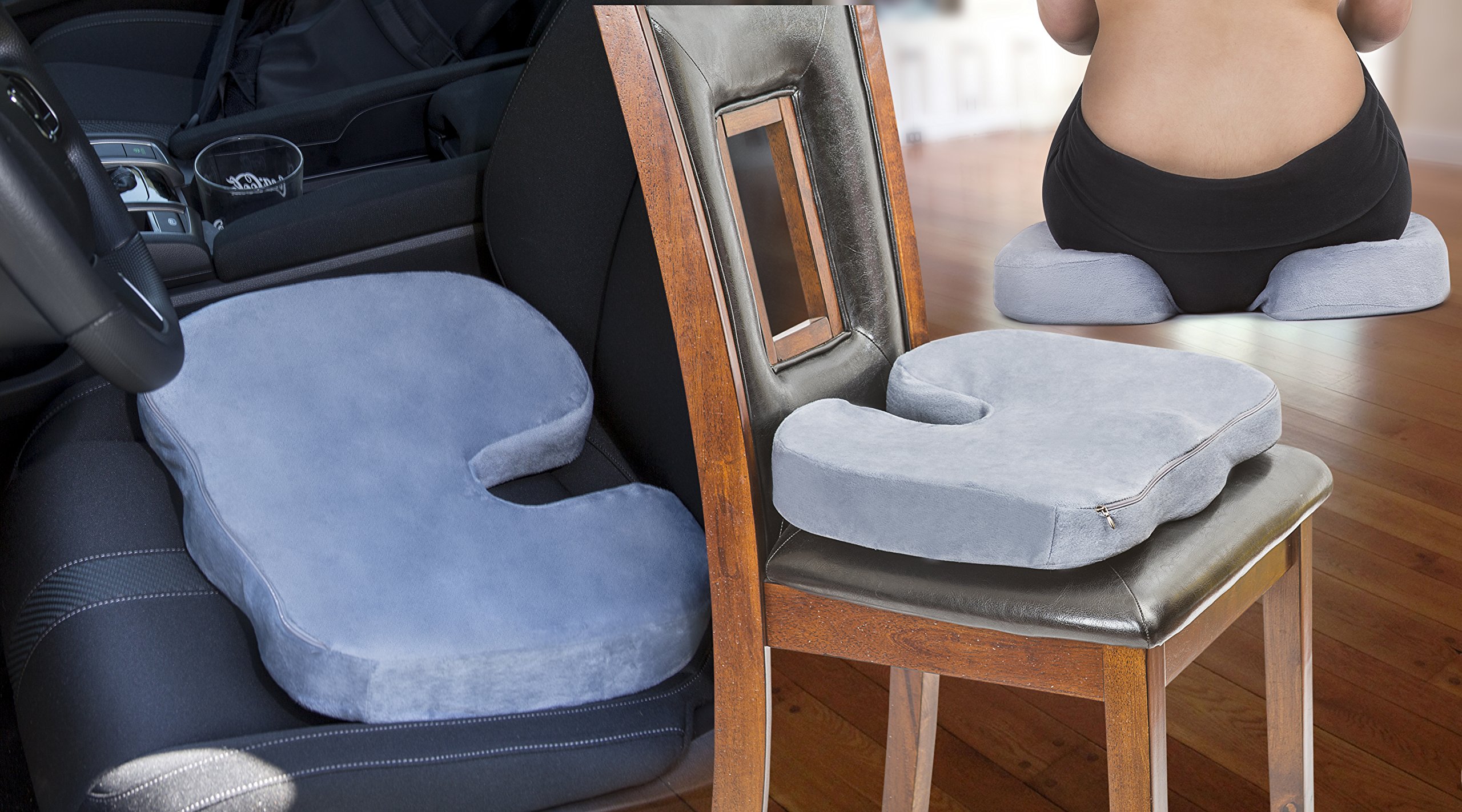 Dr. Flink Tailbone Seat Cushion - Pain Relief Chair Pillow, Cool Gel-Enhanced 100% Memory Foam, Orthopedic & Quality Comfort | Support & Relives Back & Sciatica, for Car, Truck, Home, and Office