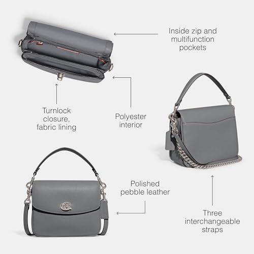 COACH Polished Pebbled Leather Cassie Crossbody 19, Grey Blue
