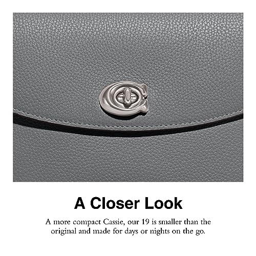 COACH Polished Pebbled Leather Cassie Crossbody 19, Grey Blue