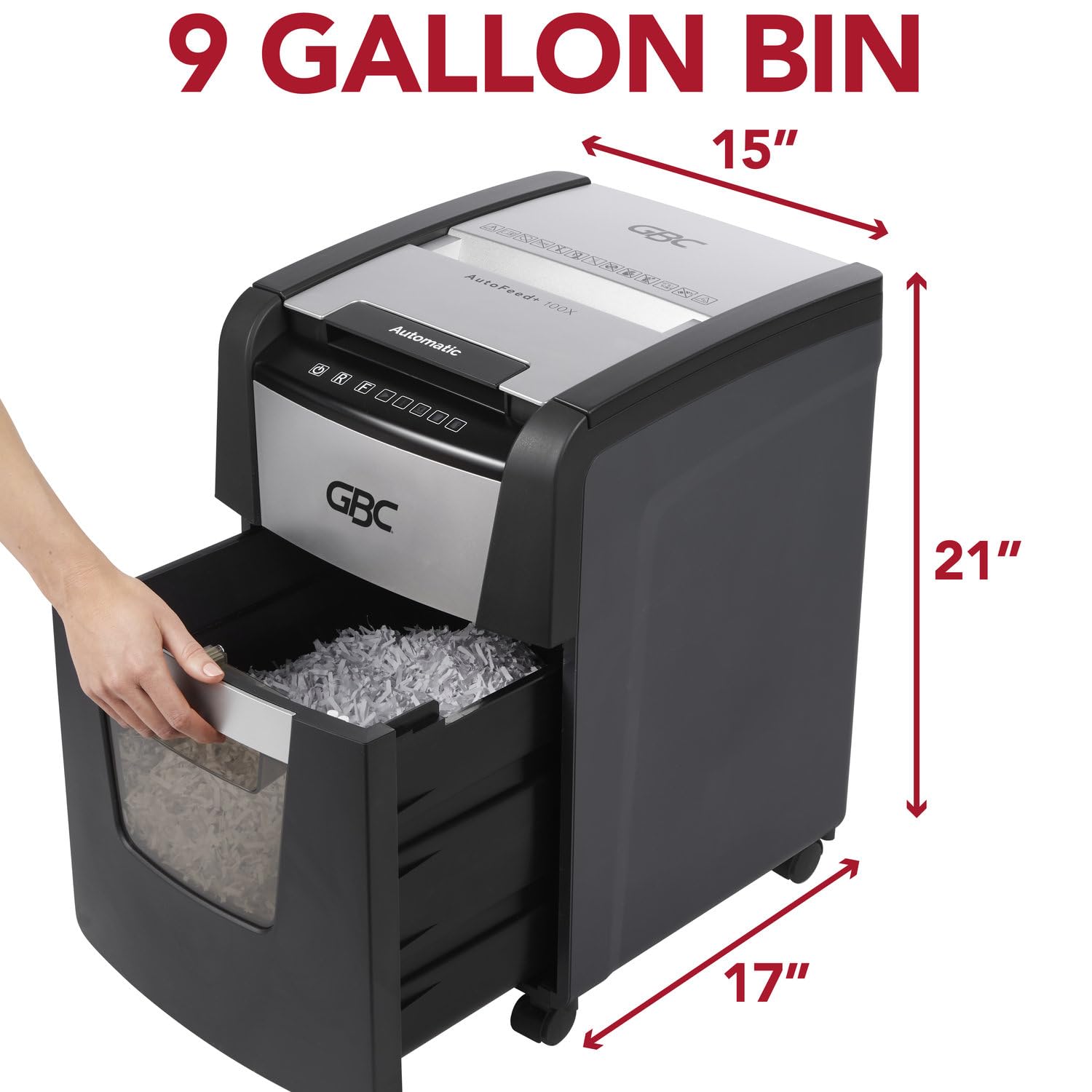 GBC Paper Shredder, Auto Feed+, 100 Sheet Capacity, Super Cross-Cut, Home Office Shredder, 100X (WSM1757602)