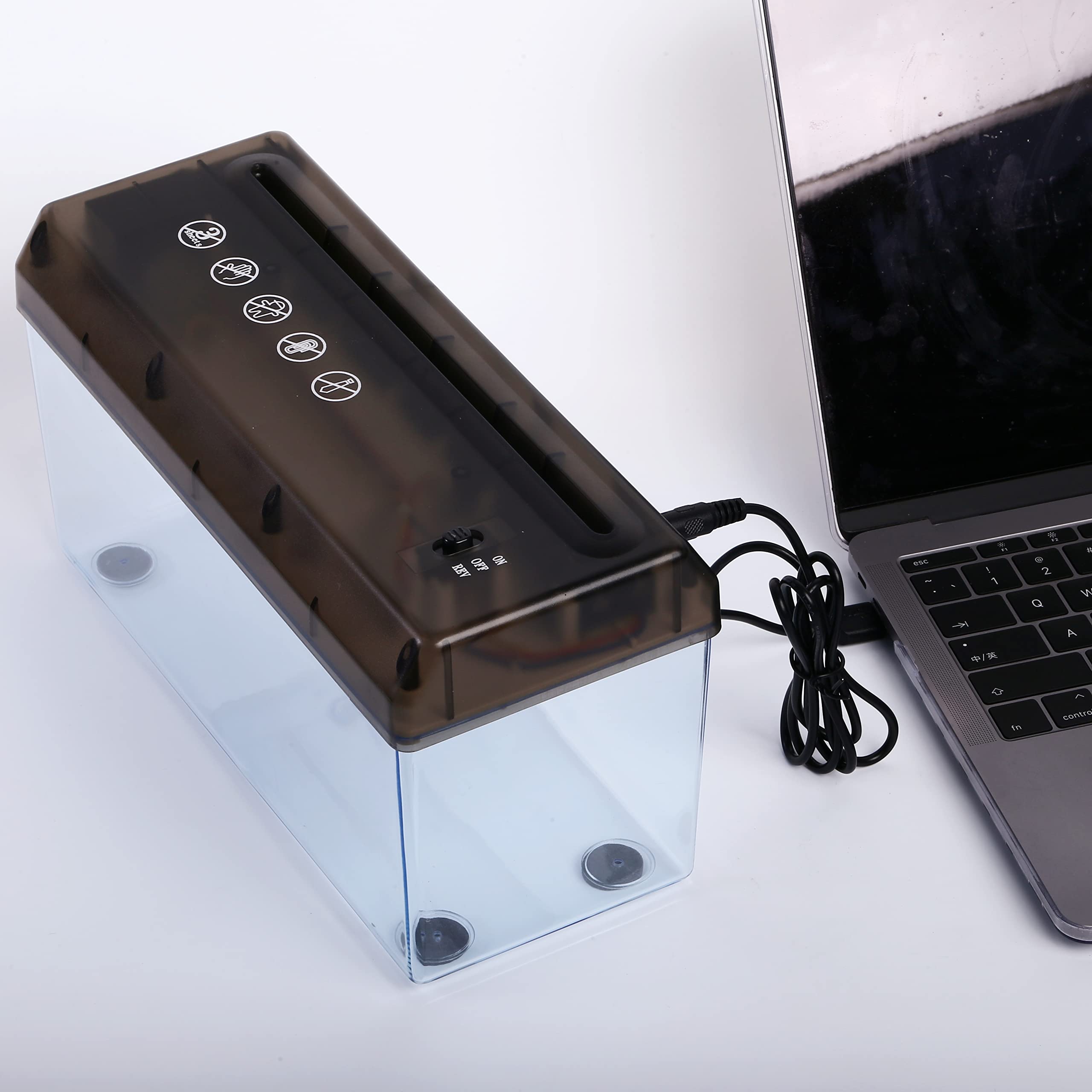 Portable Mini Paper Shredder, USB Auto A4 Paper Shredder Document Cutter Strip Cutting Machine Office Stationery Black