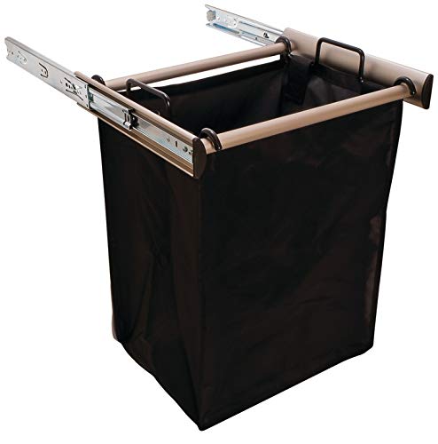 TAG Hardware Full Extension Pullout Laundry Hamper with Removable Bag Matt Nickel (Width (18") 457 mm - 1 removable large bag)