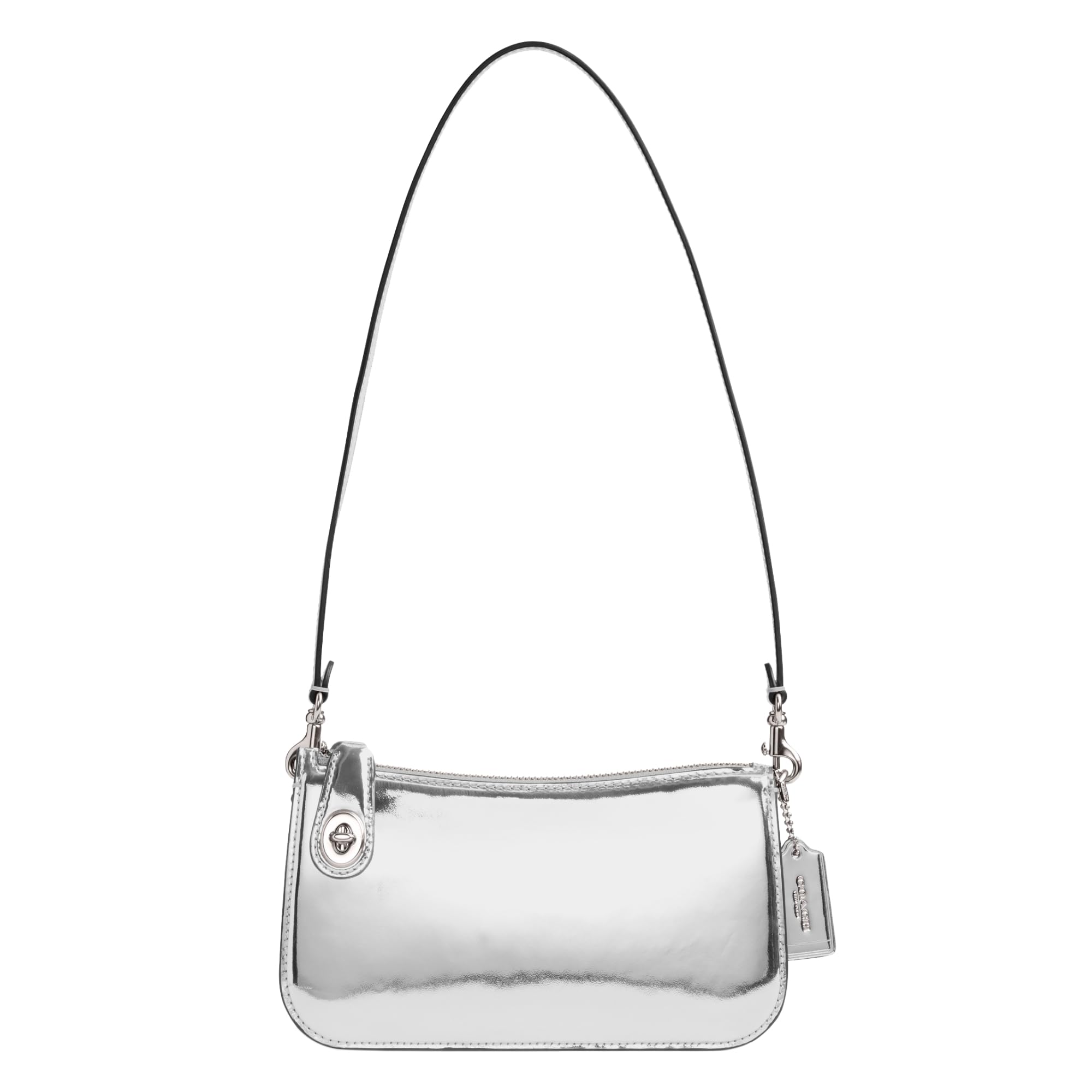 Coach Mirror Metallic Pochette, Silver