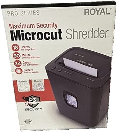 Royal Consumer Micro-Cut Paper Shredder, 18 Sheet, Ultra Quiet Pro Series, Auto Start/Stop Function, Basket Full Sensor, Dark Grey (RDS-89117X) (Renewed)