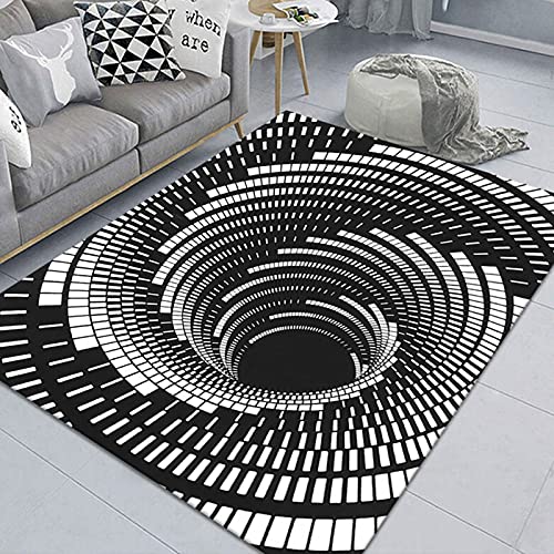 Optical Illusion Carpet Area Rug 3D Geometric Vortex Trippy Throw Rug for Bedroom Living Room Doormat 63x47 inch